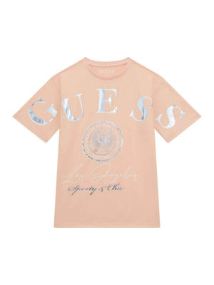Buy Guess Peach Pure Cotton Printed Oversize T-Shirt (6-7 Years) Online