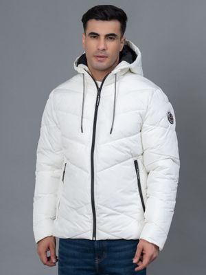 Buy Red Tape White Solid Polyester Men's Padded Jacket Online