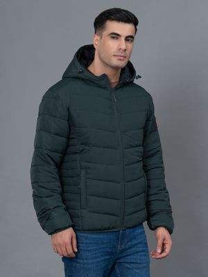 Buy Red Tape Green Solid Polyester Men's Padded Jacket online
