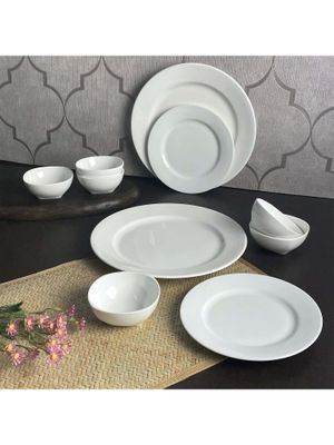 Buy CLAY CRAFT Fine Ceramic White Plain Basic Dinner Set - 18 Pieces Online