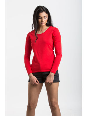 TINTED T-shirts : Buy TINTED Bright Red Solid Broad Neck Top Online ...