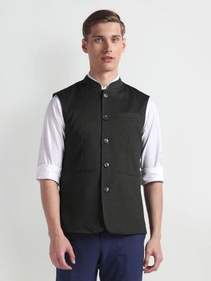Buy Arrow Grey Mandarin Collar Ceremonial Nehru Jacket Online