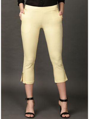 Buy Lakshita Yellow Regular Capri Online