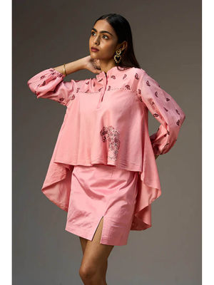 Buy nona Pink Lehr High Low Top (XS) Online