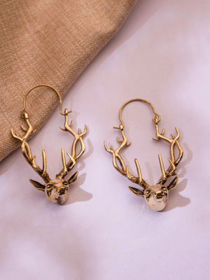 Buy Studio One Love Majestic Stag Earrings Made of Brass in Gold Color ...