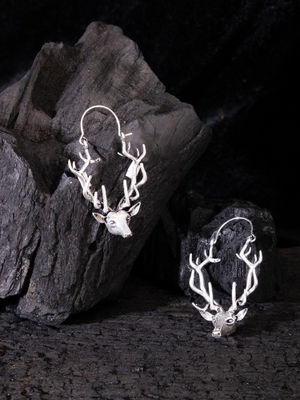 Buy Studio One Love Majestic Stag Earrings Made of Brass in Silver ...