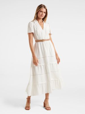 Buy Forever New White Iris Trim Insert Midi Dress With Belt Online