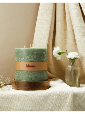 Buy Fabindia Green Aadhya Pillar Candle with Stand Online