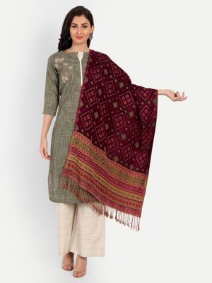 Buy HK colours of fashion Bandhani Printed Pure Wool Shawl Online