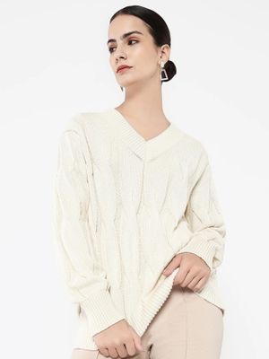 Buy RAREISM Off White Woven Sweater (XXS) Online