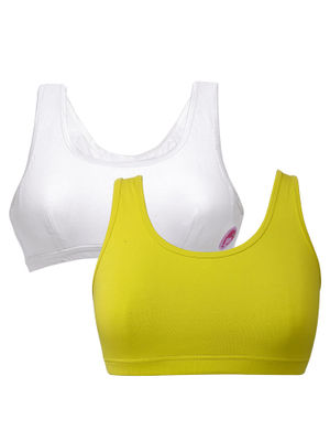 Buy D'chica Girls Neon Green & White Broad Strap Beginners Bra (Pack of ...