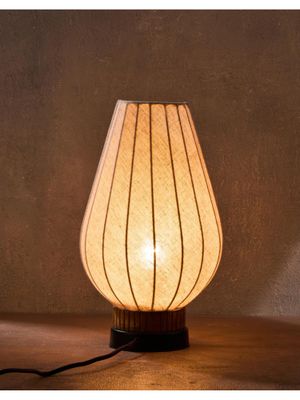 Buy Fabindia Beige Viraj Wooded Bedside Table Lamp Online