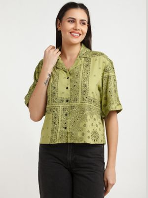 Buy Zink London Womens Green Printed Shirt Online