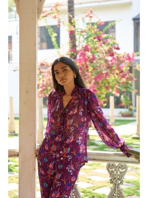 Buy Veranno Studio Carly Purple Shirt (XS) Online