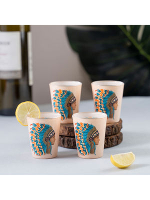Buy KOLOROBIA Red Indian Male Shot Glasses Set of 4 online