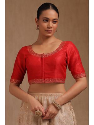 Buy Soch Red Tussar Padded Stitched Blouse (34) Online