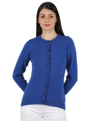 Buy Monte Carlo Blue Solid Cardigan online