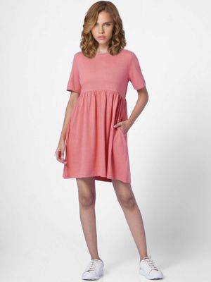 Buy ONLY Women Solid Pink Dress Online