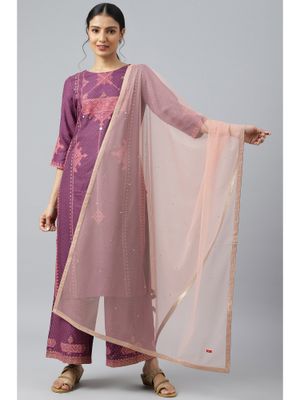 Buy W Light Pink Mesh Dupatta With Sequins Online