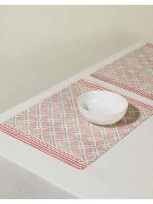 Buy Fabindia Bhoomi Pink Cotton Table Mats - Set of 6 Online