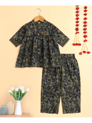 Buy The Magic Wand Navy Blue Floral Printed Top and Palazzo (2-3 Years ...