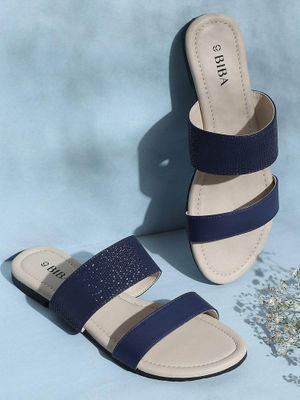 Buy Biba Navy Blue Textured Flats Online
