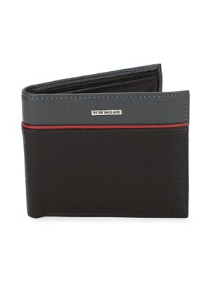 Buy Peter England Men Black Colorblock Leather Wallet Online