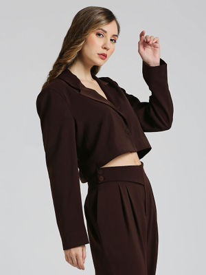 Buy EMBLAZE Brown Solid Blazer Online