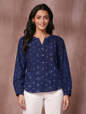 Buy Fabindia Indigo Printed Top (XS) Online