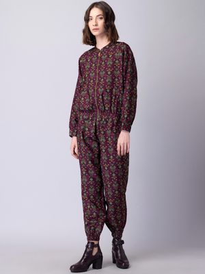 Buy FabAlley Maroon Floral Bomber Jacket And Jogger Pants Co-ord Set ...