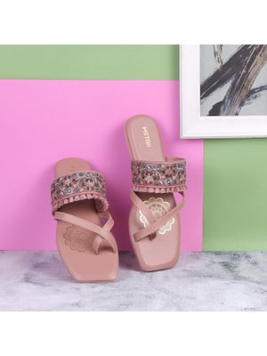 Buy Metro Women Peach Flats (EURO 36) Online