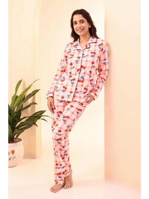 Buy NAP STORY Cherry Print Full Sleeve Shirt And Pyjama (S) Online