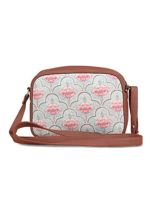 Buy Zouk Womens Handicraft Fabric and Vegan Leather Sling Bag Online