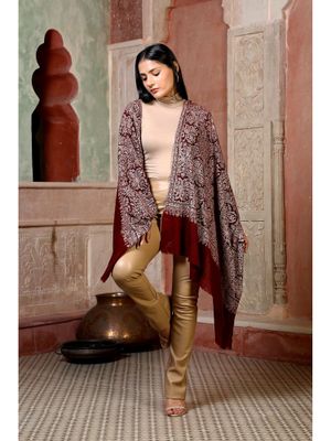 Buy Dusala India Handwoven Pashmina Jama Silk Resham Tehreer Kaar Lakit ...