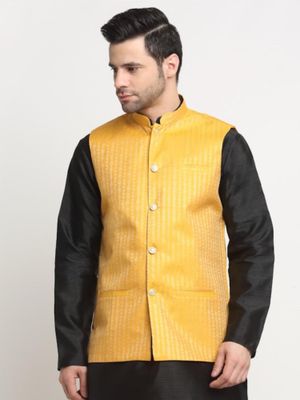 Buy Kraft India Mens Woven Yellow Nehru Jacket Online