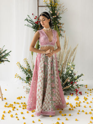 Buy Old Marigold Chameli Lehenga Set (Set of 3) Online