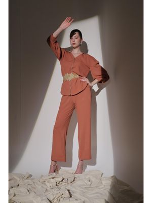 Buy THE SILK LOVE Rust Dora Co-Ord Set (XS) Online