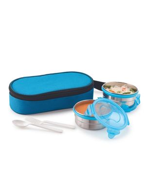 Buy MAGNUS Viva 2 Blue Stainless Steel Lunch Box with Carry Case -600 ...