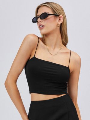 Buy Cider Black Solid Classic Crop Top (XXS) Online