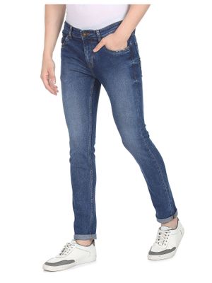 Buy AD By Arvind Men Blue Stone Wash Skinny Fit Jeans Online