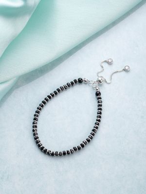 Buy Zavya Classy Black Beaded 925 Sterling Silver Bracelet Online
