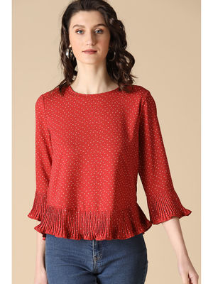 Buy Gipsy Red Fashion Rayon Crepe Blouse Online