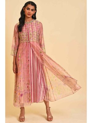 Buy WISHFUL by W Pink Floral Dress & Jacket (Set of 2) Online