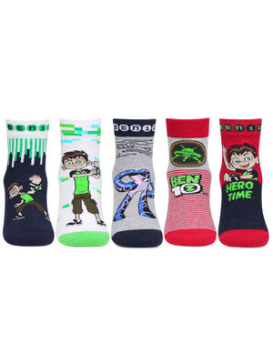 Buy Bonjour Ben 10 Ankle-Length Socks Cotton for Boys (Pack of 5) Online
