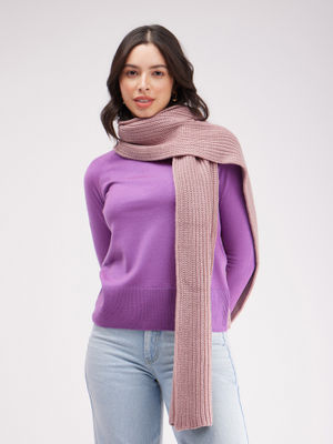 Buy Fablestreet Textured Knit Muffler-Dusty Pink Online
