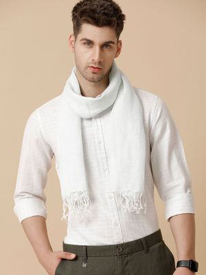 Buy Linen Club White Solid Pure Linen Men Stole Online