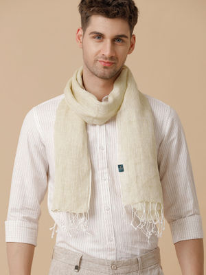 Buy Linen Club Yellow Solid Pure Linen Men Stole Online