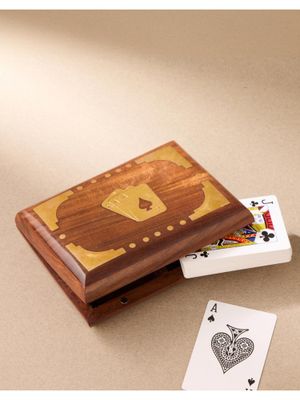 Buy Fabindia Natural Onam Inlay Wooden Box with Card Games Online