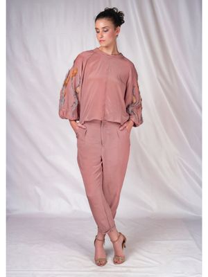 Buy Seesa Mocha Mousse Embroidered Top Online