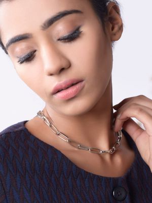 Buy So Fetch Silver Brass Necklace Online